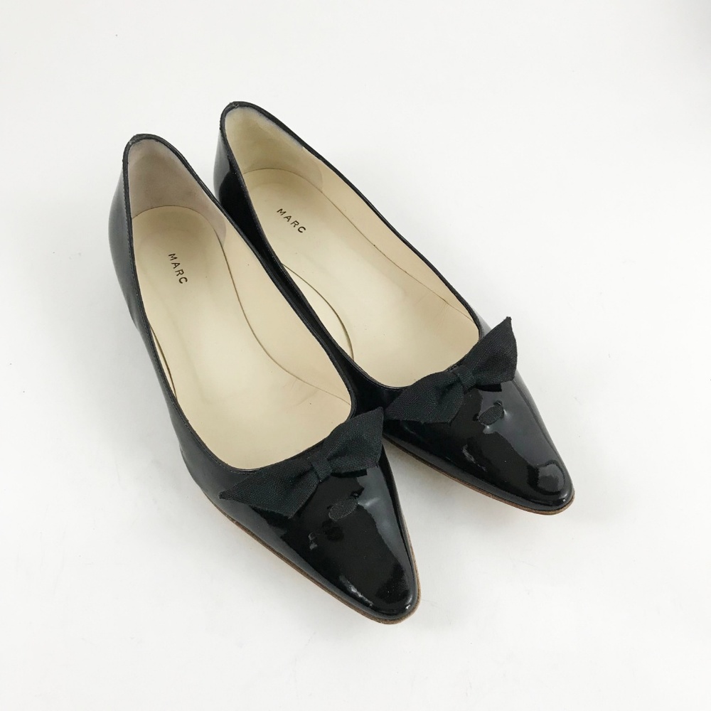 Marc Black Patent Leather Pointy Flats - Gem